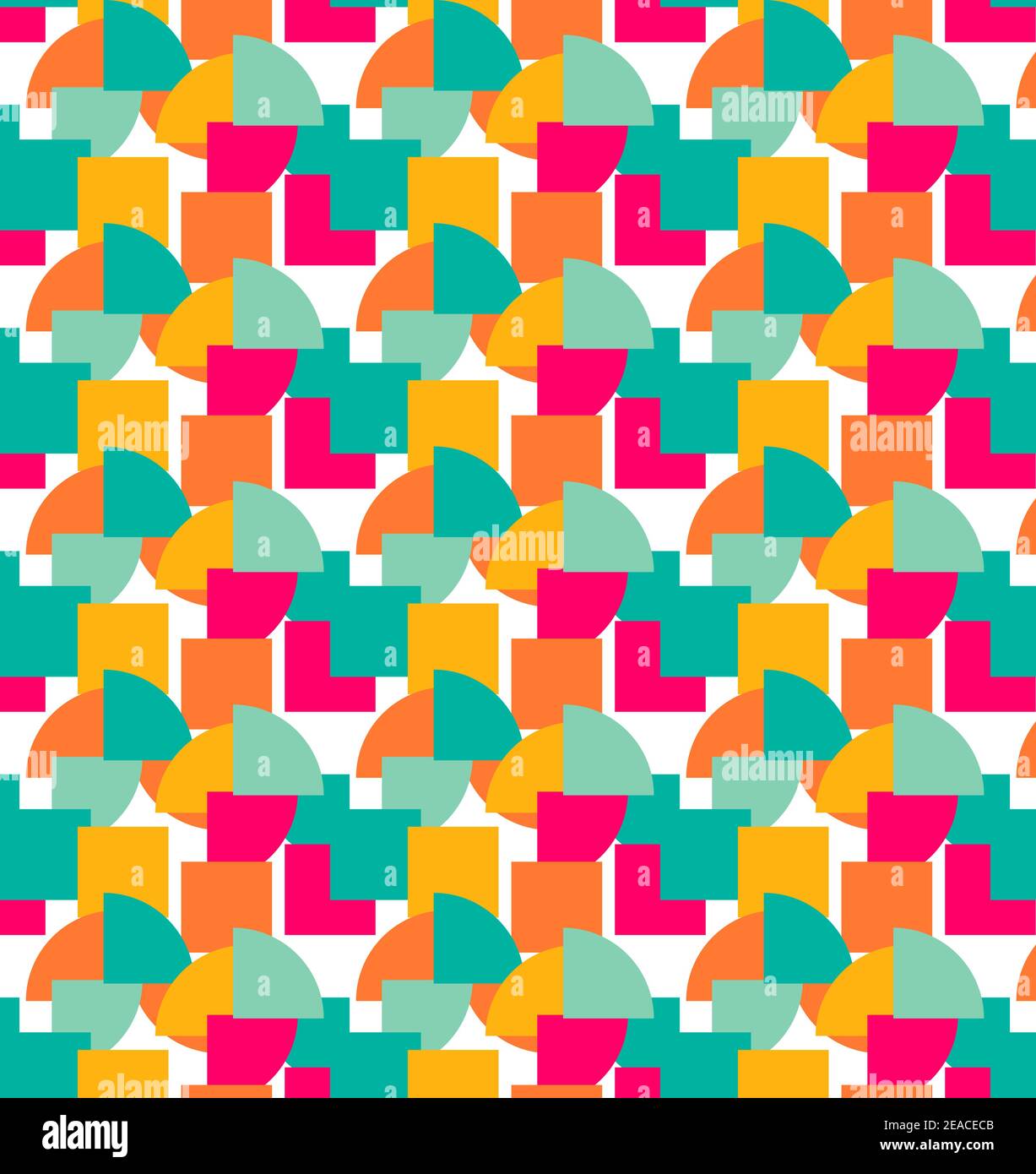 Abstract colourful seamless patten with shapes on a white background ...