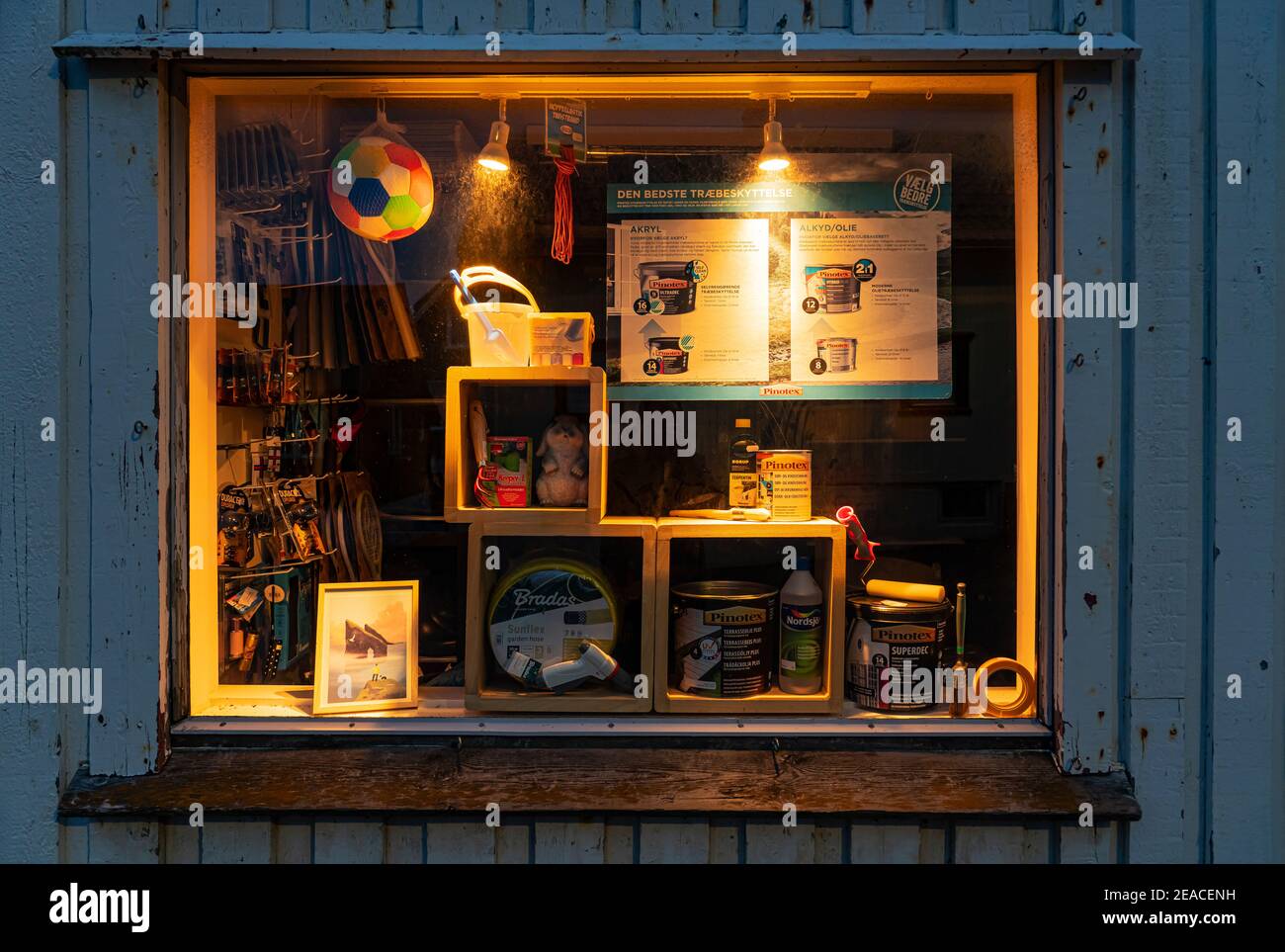 Shop window, land trade, Sørvágur, Vágar Island, Faroe Islands Stock ...