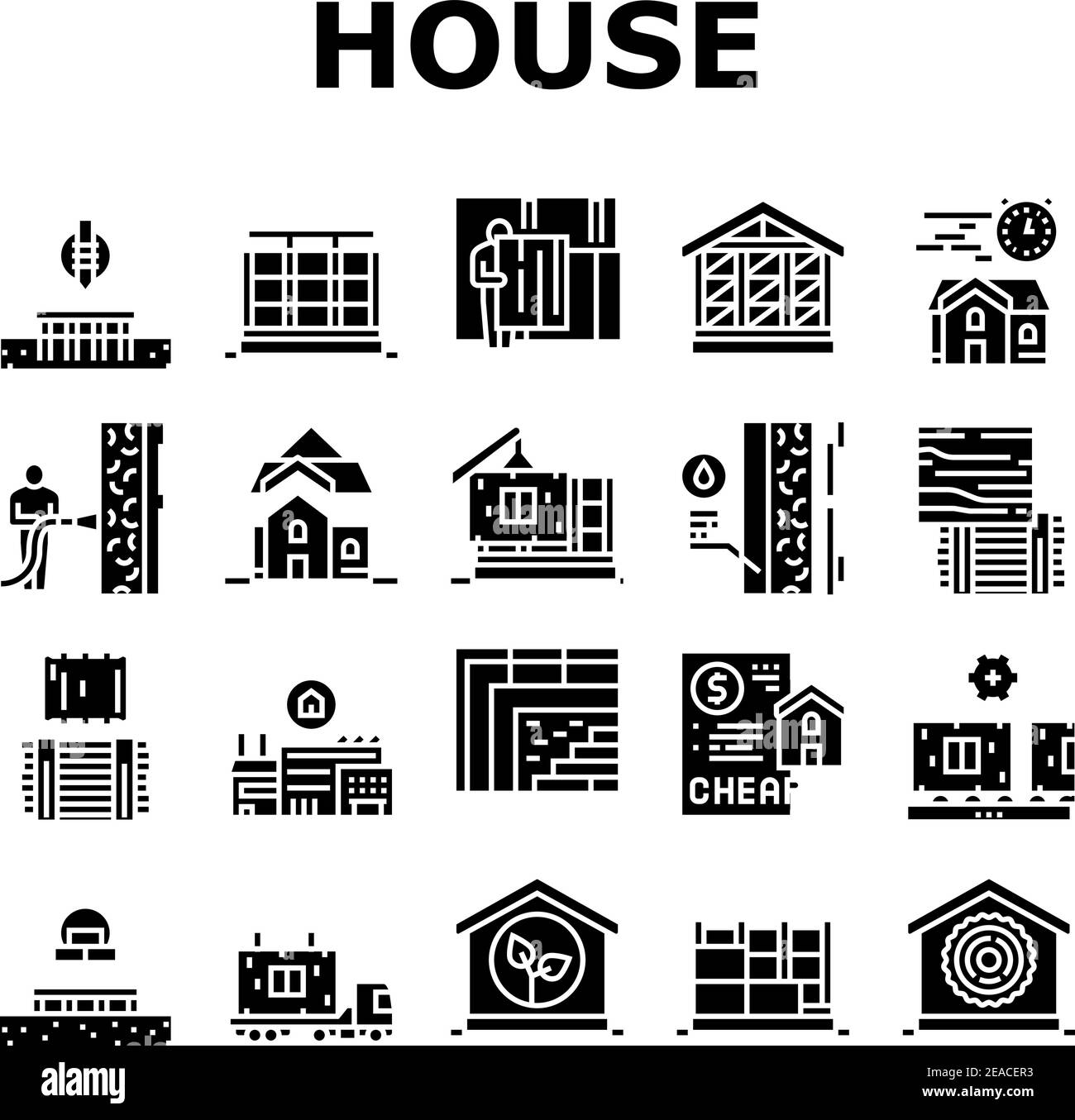 Timber Frame House Collection Icons Set Vector Stock Vector Image & Art ...