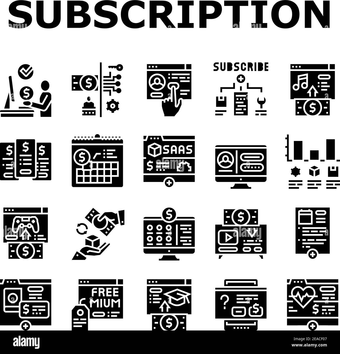 Subscription Content Collection Icons Set Vector Stock Vector Image ...