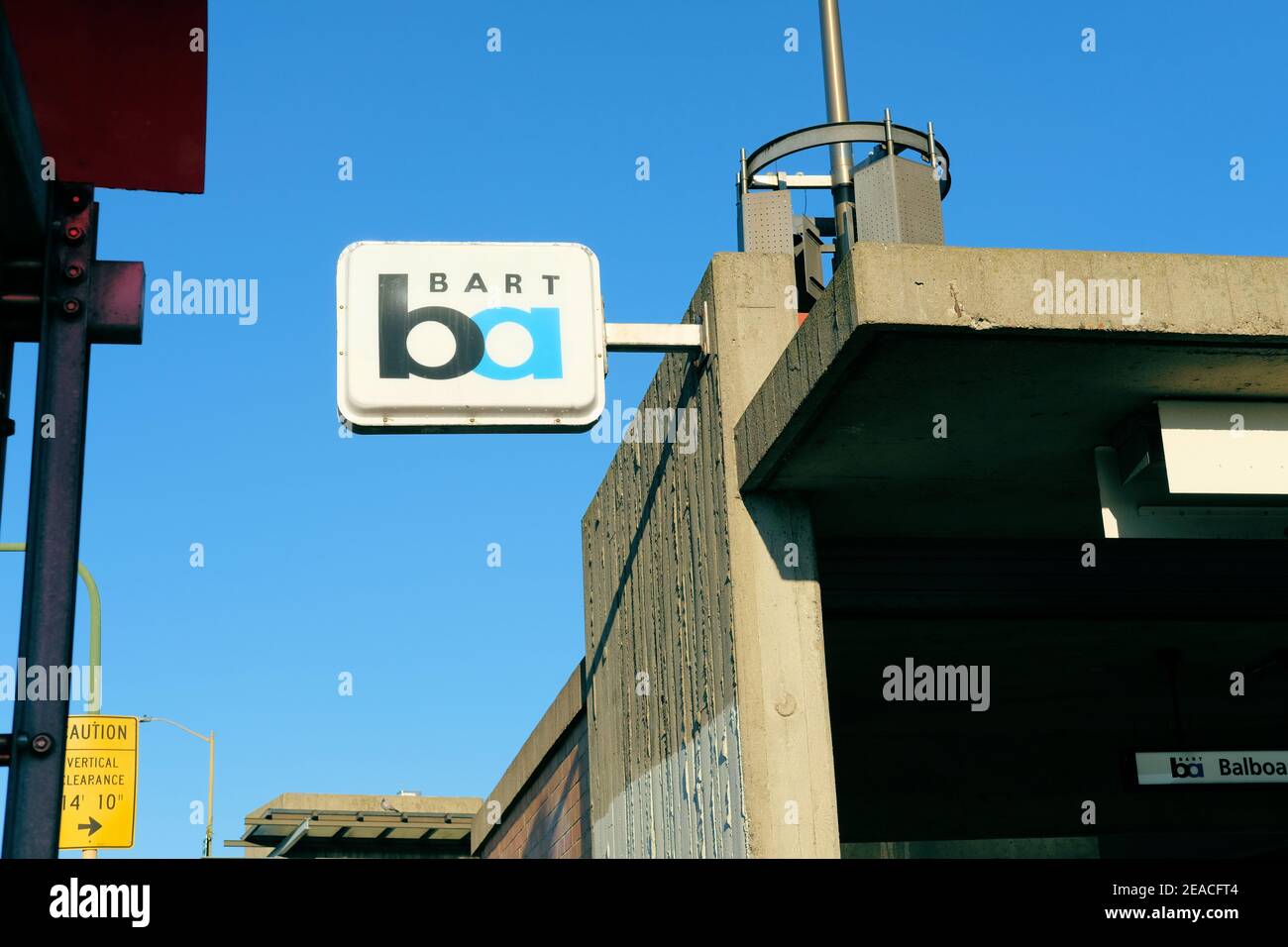 BART sign outside the Balboa Park Station at the Curtis E. Green Light ...