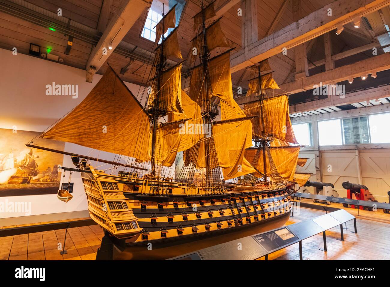 England, Kent, Chatham, The Historic Dockyard, Model of HMS Victory ...