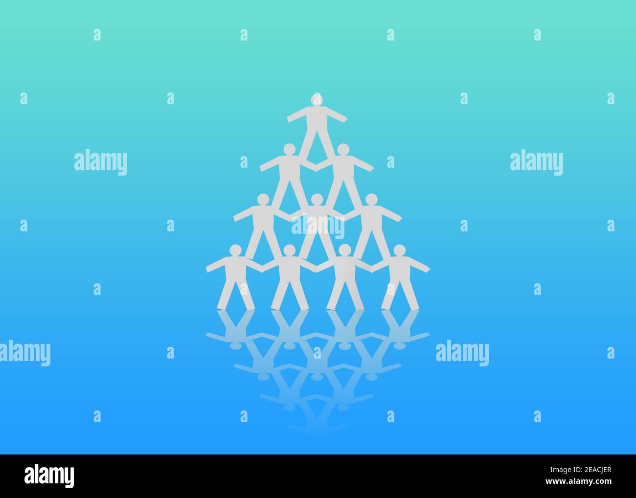 Triangle Chain of paper people connected together in Blue soft ...