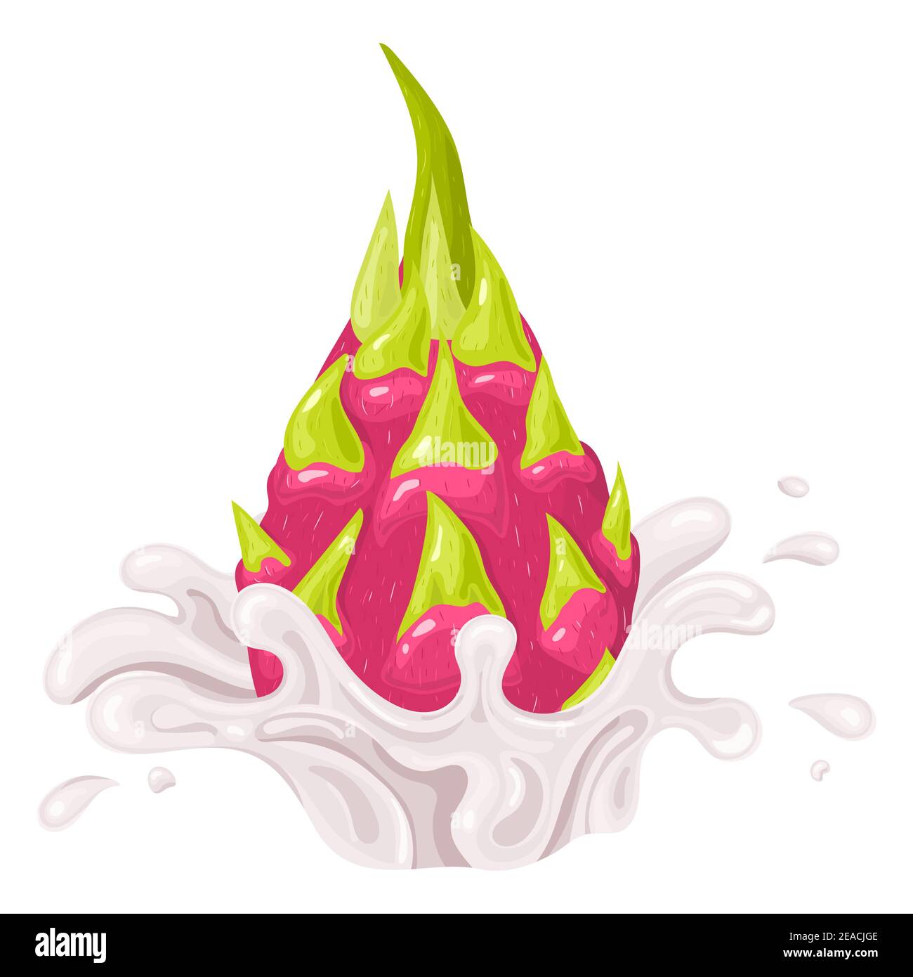 Fresh bright red whole pitaya juice splash burst isolated on white ...