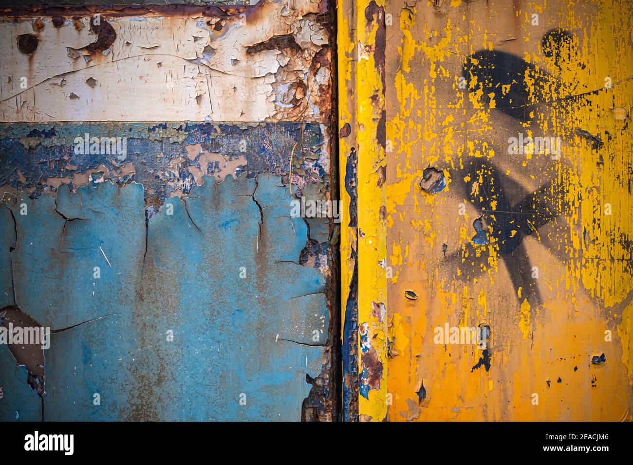 Blue,white and yellow metal background,Rusty metal background with ...