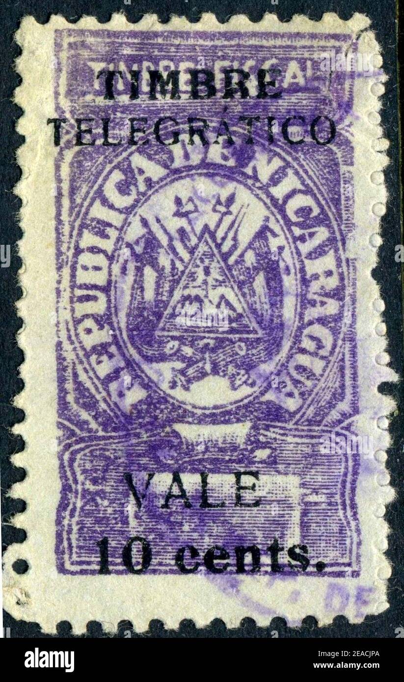 Nicaragua 1912 TELEGRATICO telegraph stamp error Stock Photo - Alamy
