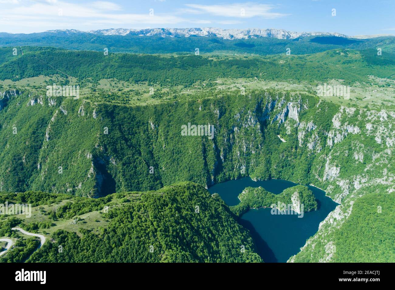 Aerial view piva lake canyon hi-res stock photography and images - Alamy