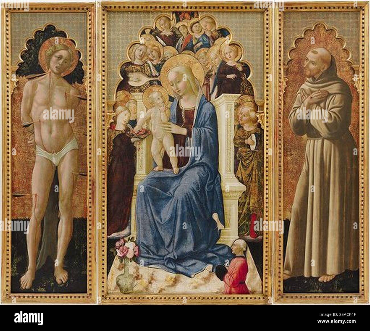 Niccolo di Liberatore Virgen entronizada con san sebastian y san francisco Stock Photo - Alamy