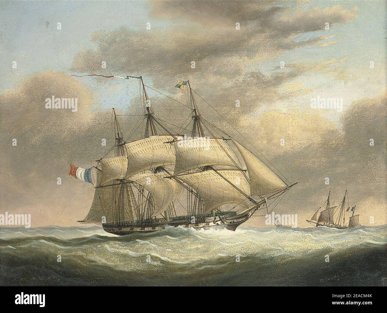 Nicholas Matthews Condy - A French frigate in a stiff breeze offshore ...