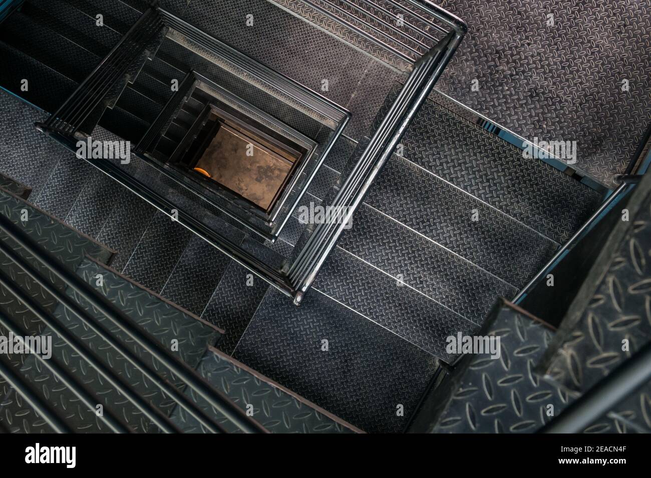 Square steel stairwell view from the top Stock Photo - Alamy