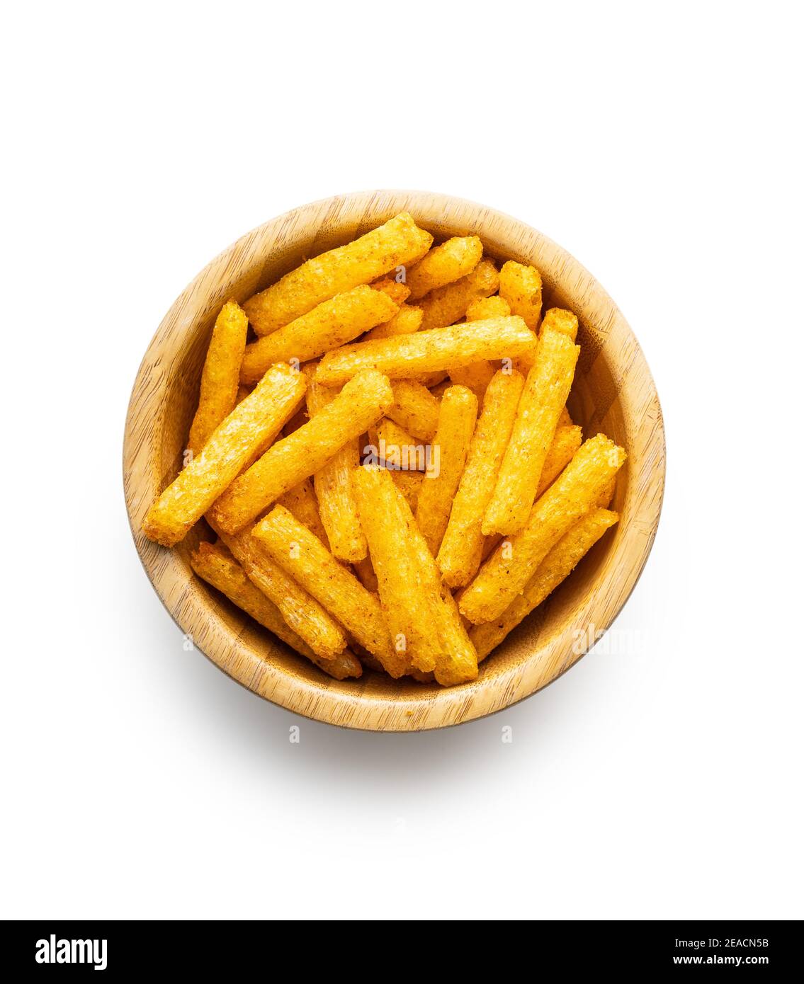 French fries. Salted snack. Potato chips in bowl isolated on white ...