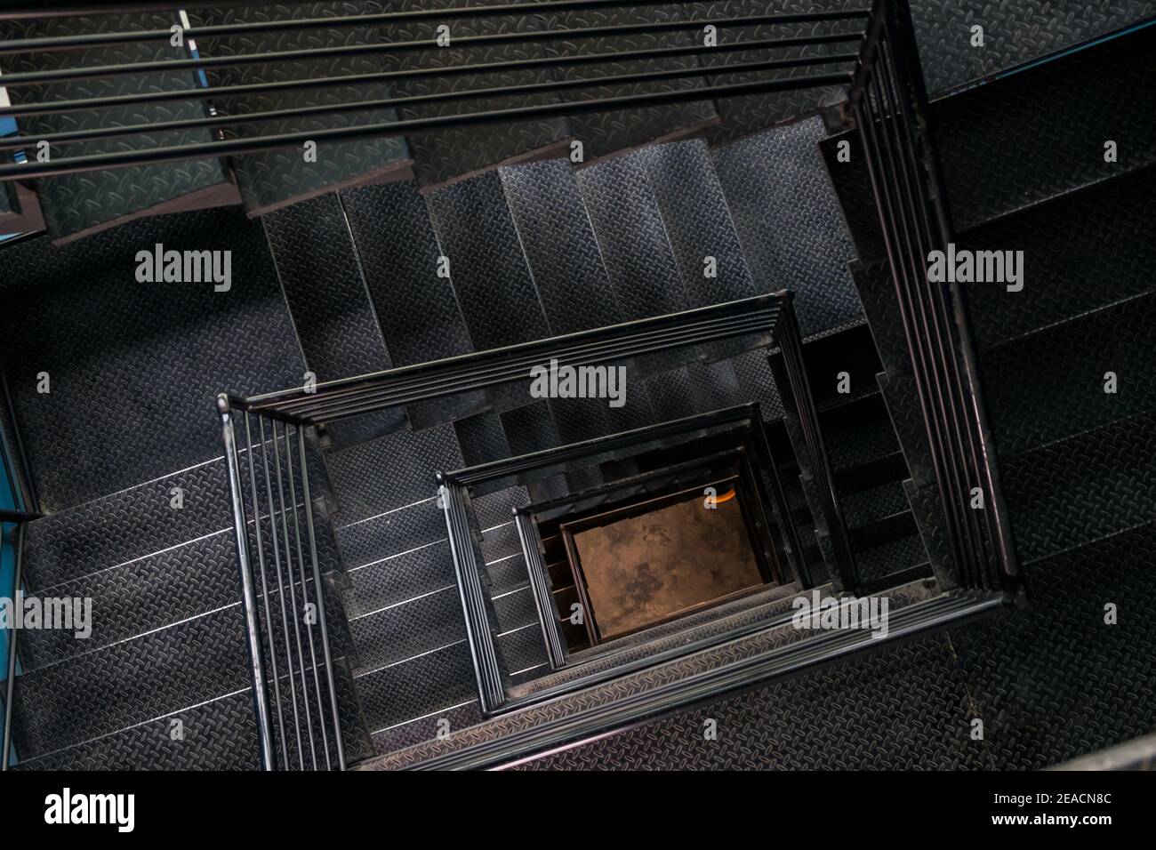Square steel stairwell view from the top Stock Photo - Alamy