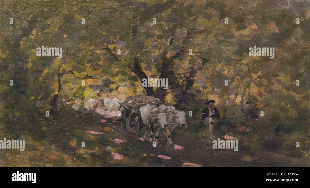 Nicolae Grigorescu - Car cu boi in padure Stock Photo - Alamy