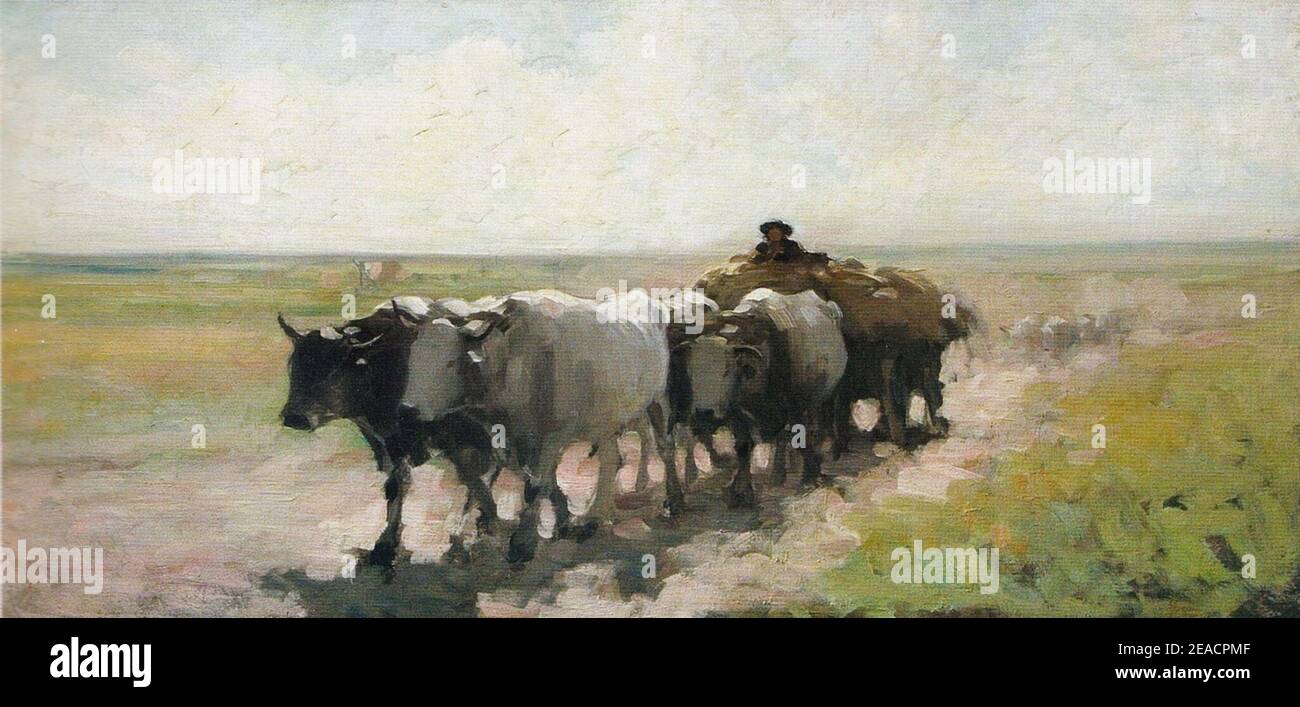 Nicolae Grigorescu - Car cu patru boi Stock Photo - Alamy
