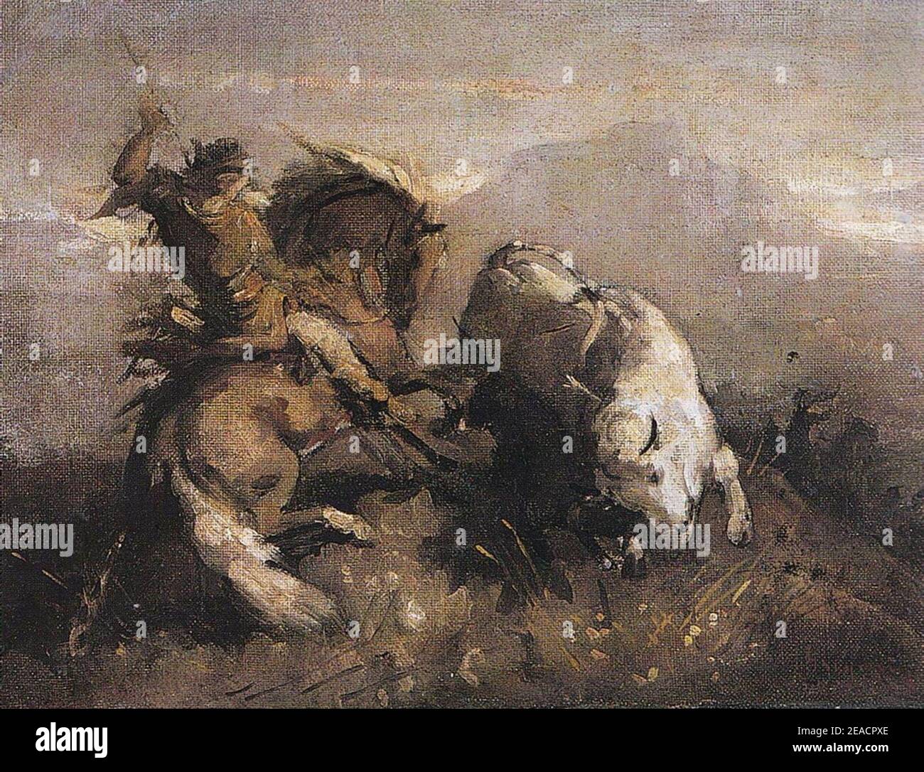 Nicolae Grigorescu - Dragos Voda luptand cu zimbrul Stock Photo - Alamy