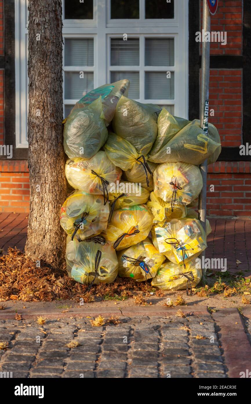 Stacked yellow sacks for plastic waste hi-res stock photography and ...