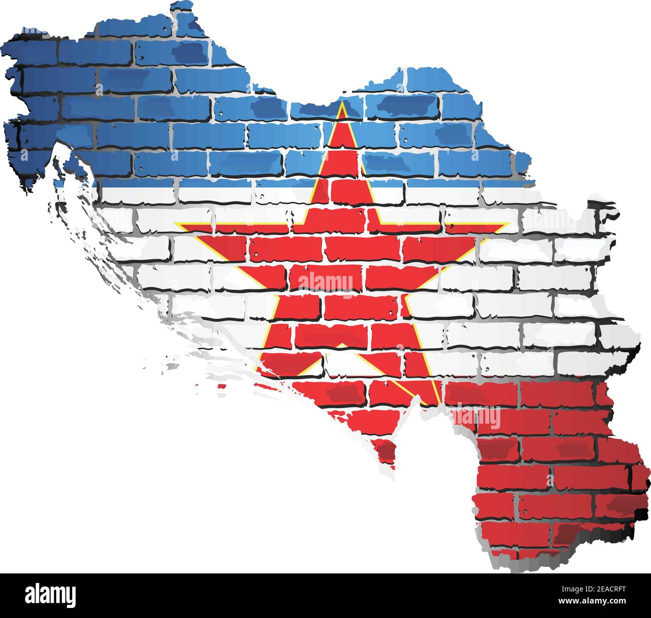 Shiny Yugoslavia map on a brick wall - Illustration, Yugoslavia map ...