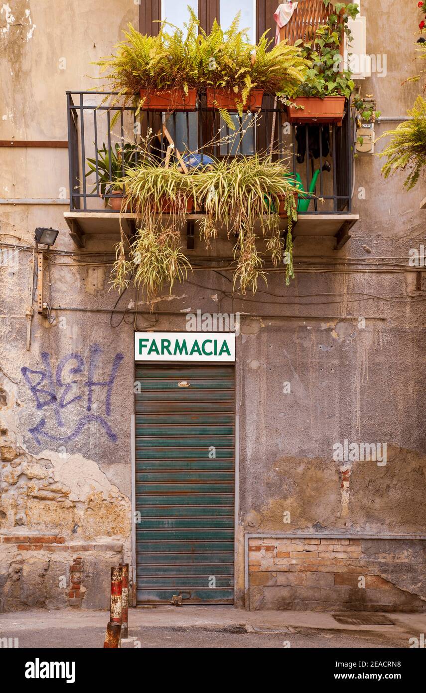 Pharmacy in Palermo, house, sign, pharmacy, Palermo, Sicily, capital ...