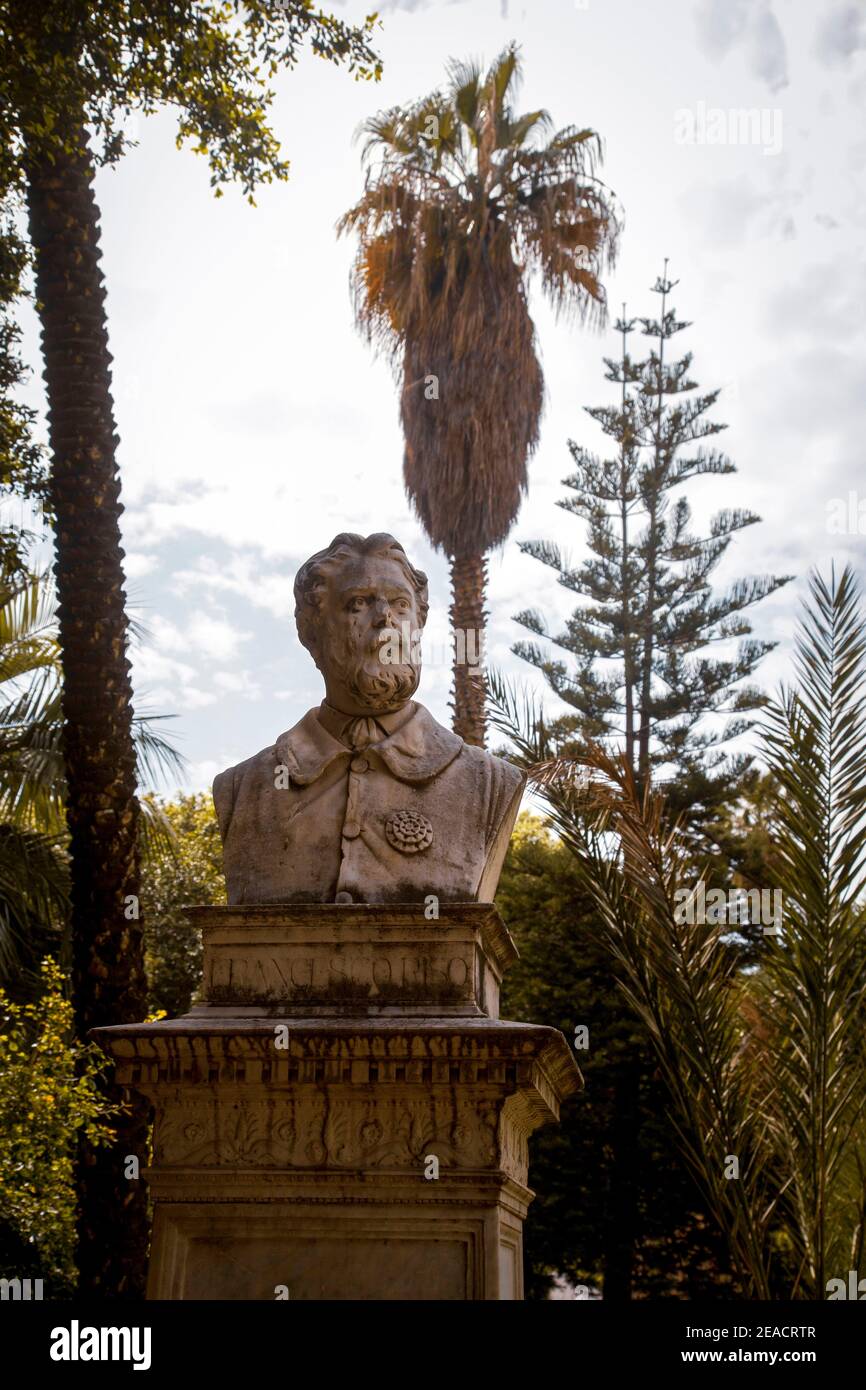 Giardino Garibaldi, tree, garden, bust, Palermo, Sicily, capital, big ...