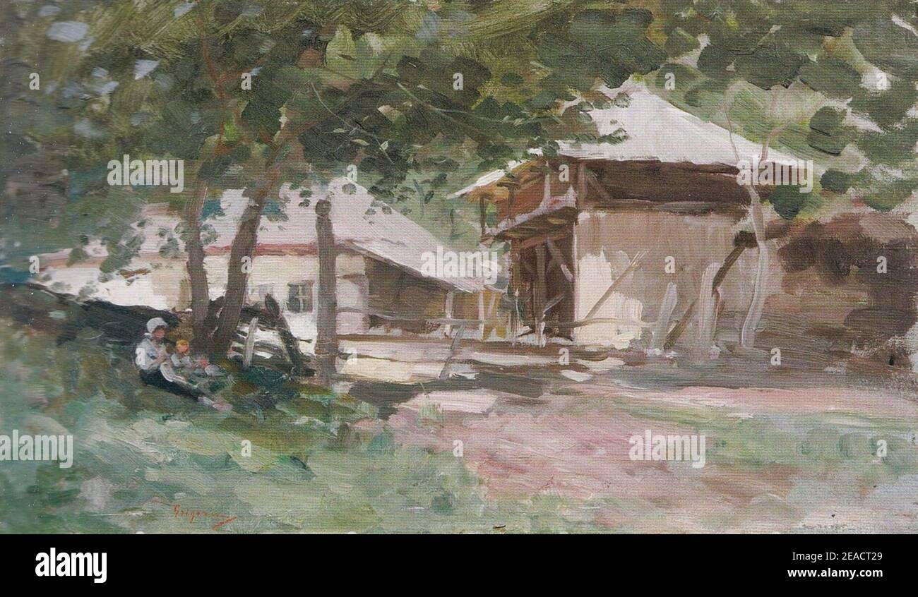 Nicolae Grigorescu - Ulita de sat Stock Photo - Alamy