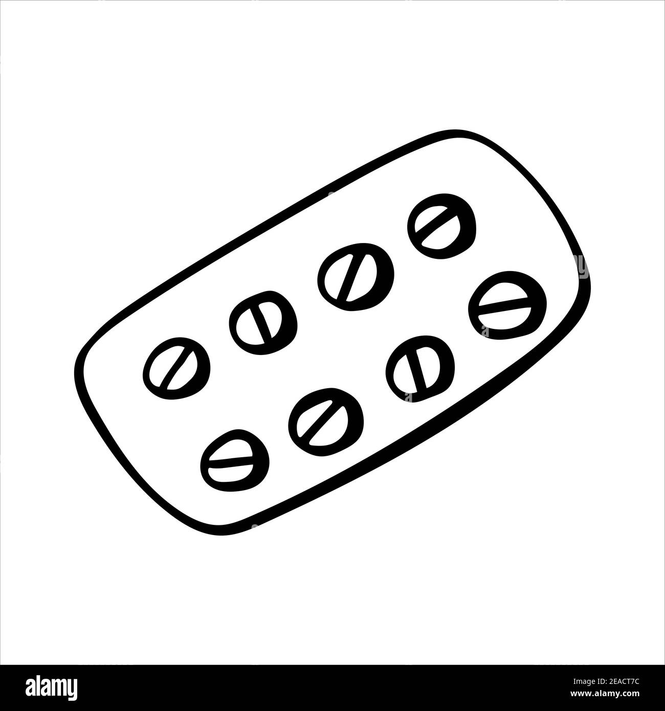 Blister with round pills, isolated simple hand drawn vector ...