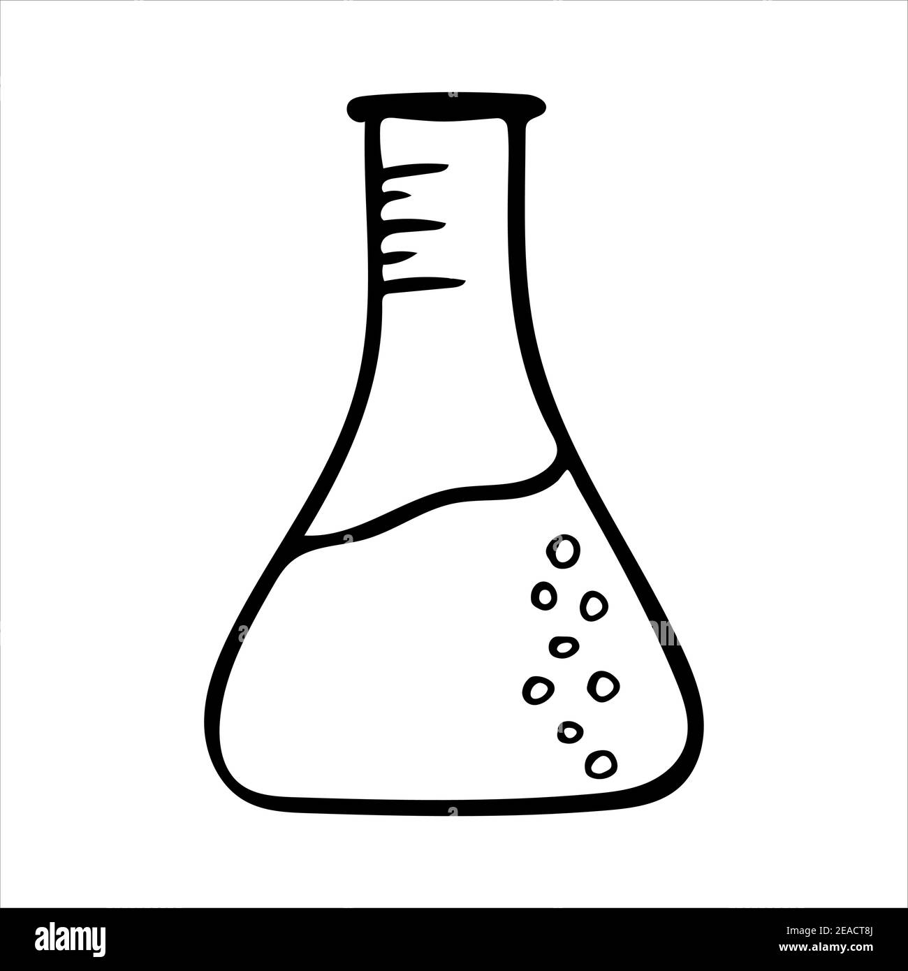 Flask, isolated simple hand drawn vector illustration in black and ...