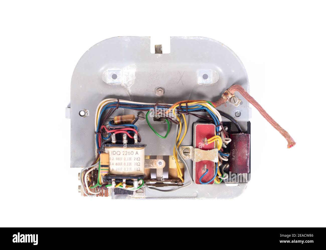 The inside of a very old telephone (1930's), selective focussed Stock ...