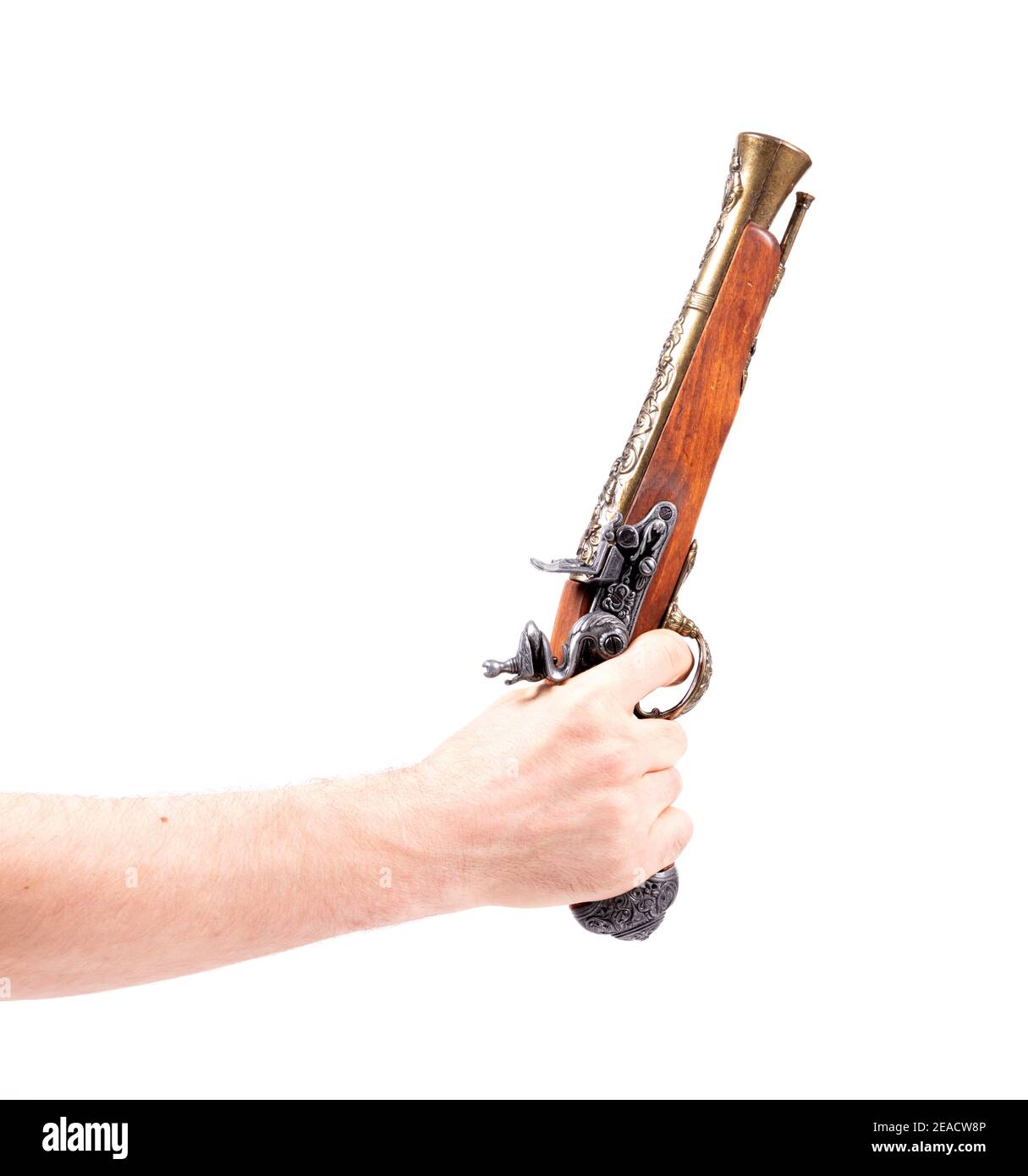 Old wooden gun isolated on a white background Stock Photo - Alamy