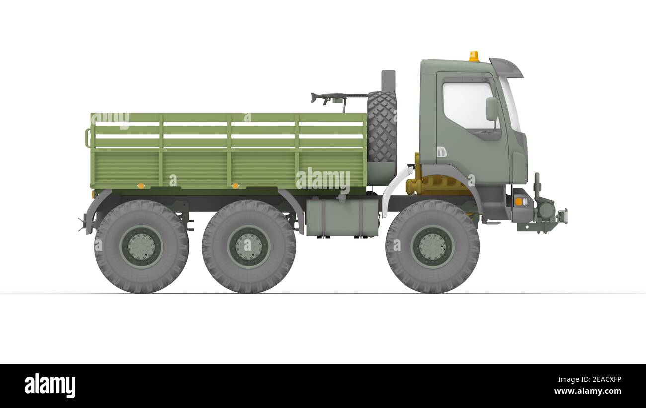 3D rendering of an army truck millitary vehicle logistics lorry ...