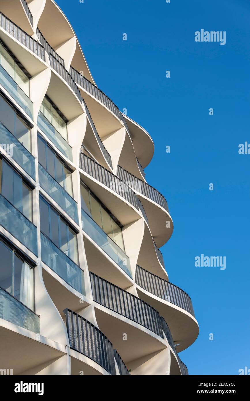 Building architecture curved glass balconies hi-res stock photography ...