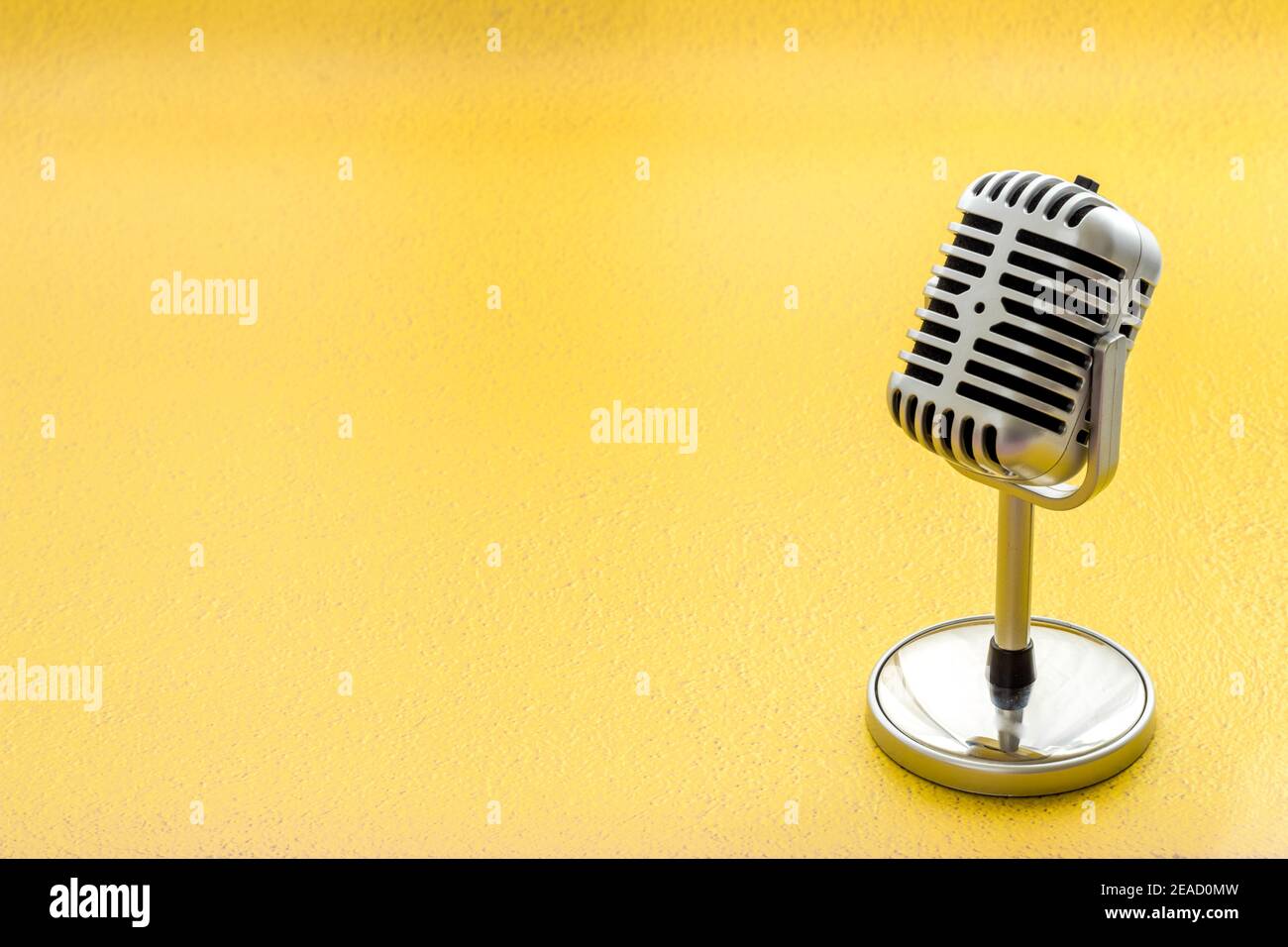 Vintage retro style silver microphone, close up, copy space Stock Photo ...