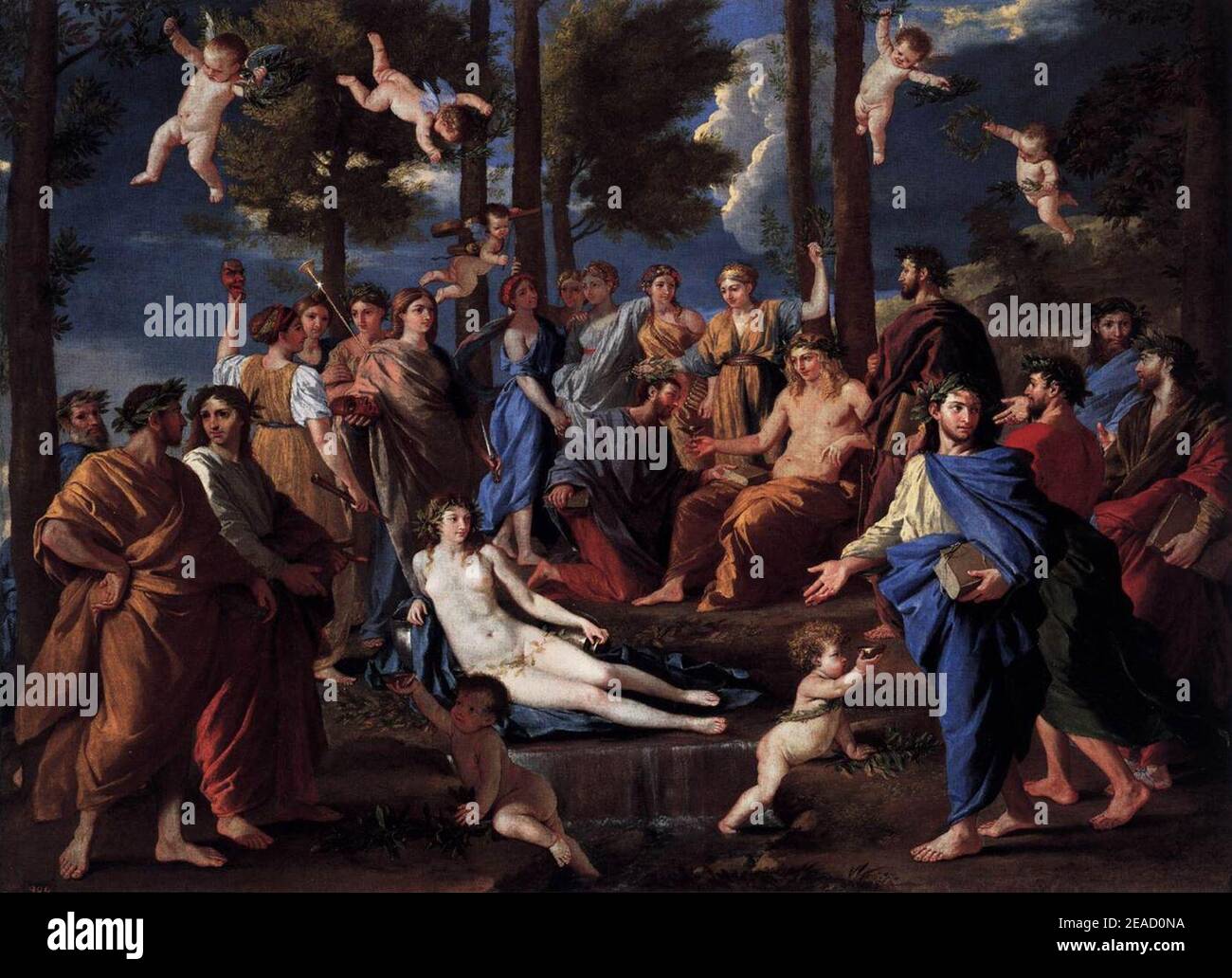 Nicolas Poussin - Apollo and the Muses (Parnassus Stock Photo - Alamy