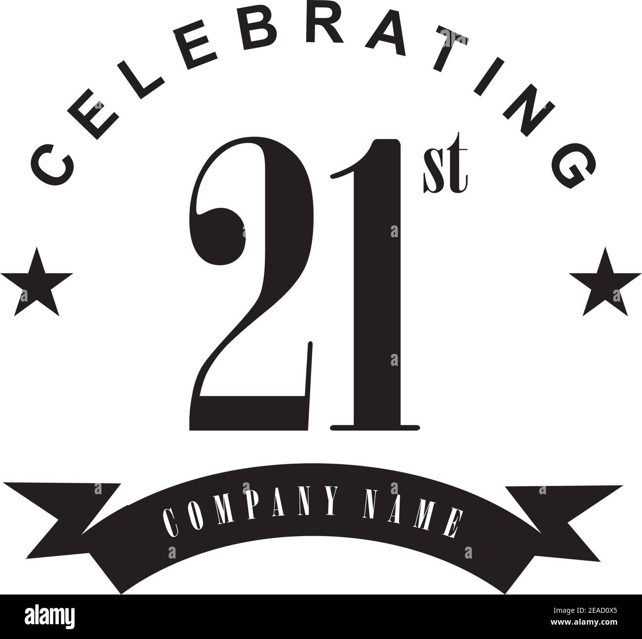 21st year anniversary logo design vector illustration template Stock ...