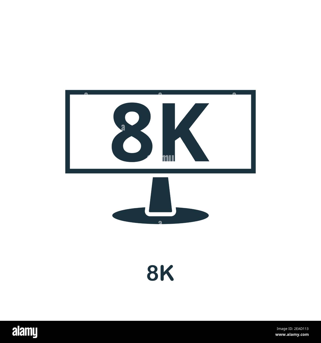8K icon. Simple element from technology collection. Filled monochrome ...