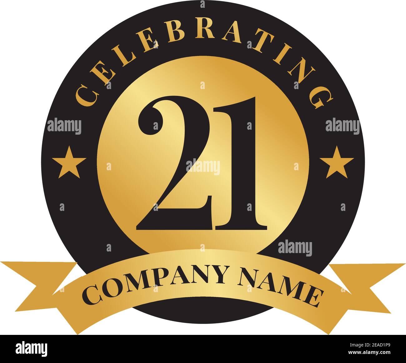 21st year anniversary logo design vector illustration template Stock ...