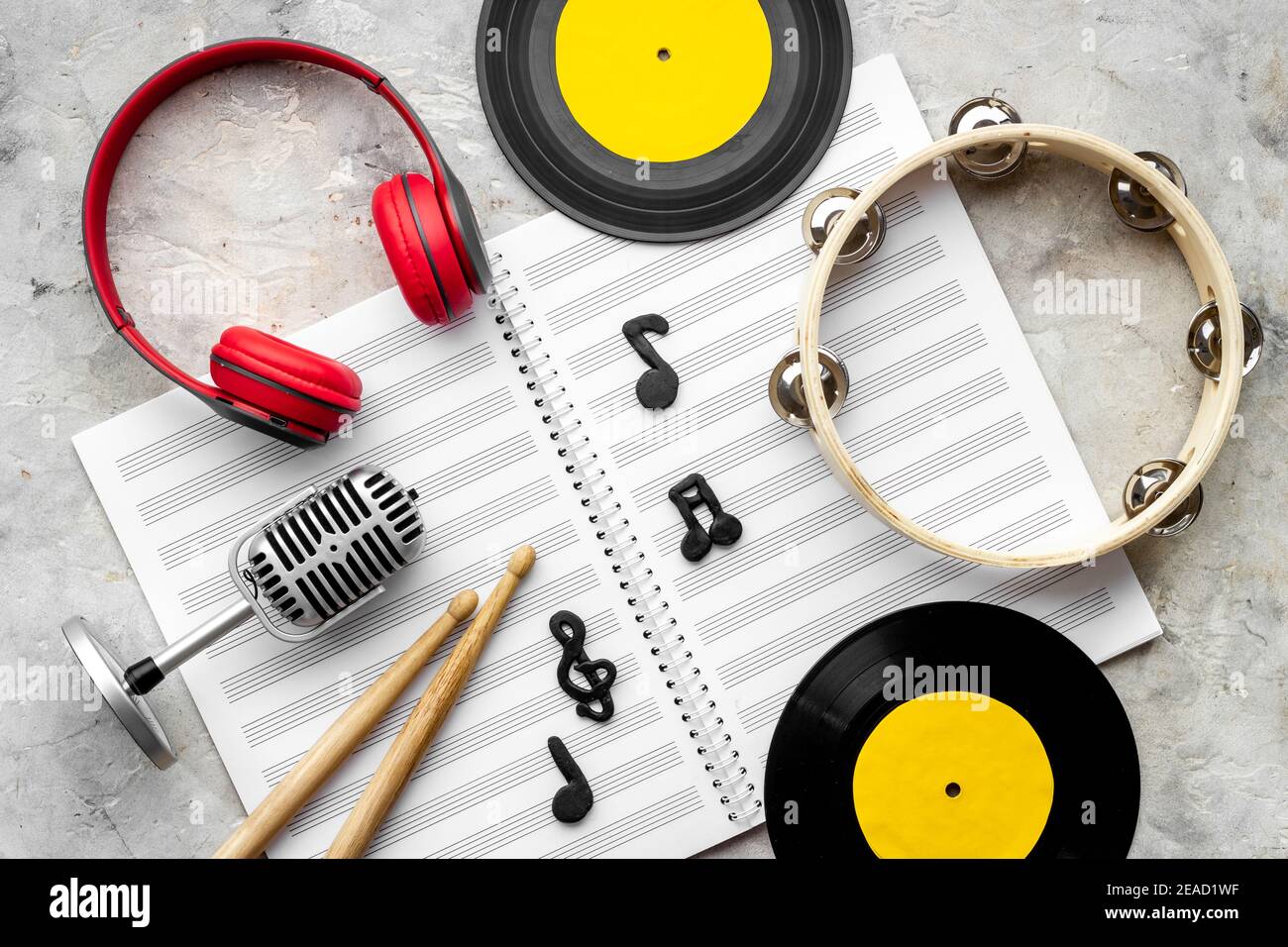 Overhead view musical instruments hi-res stock photography and images ...