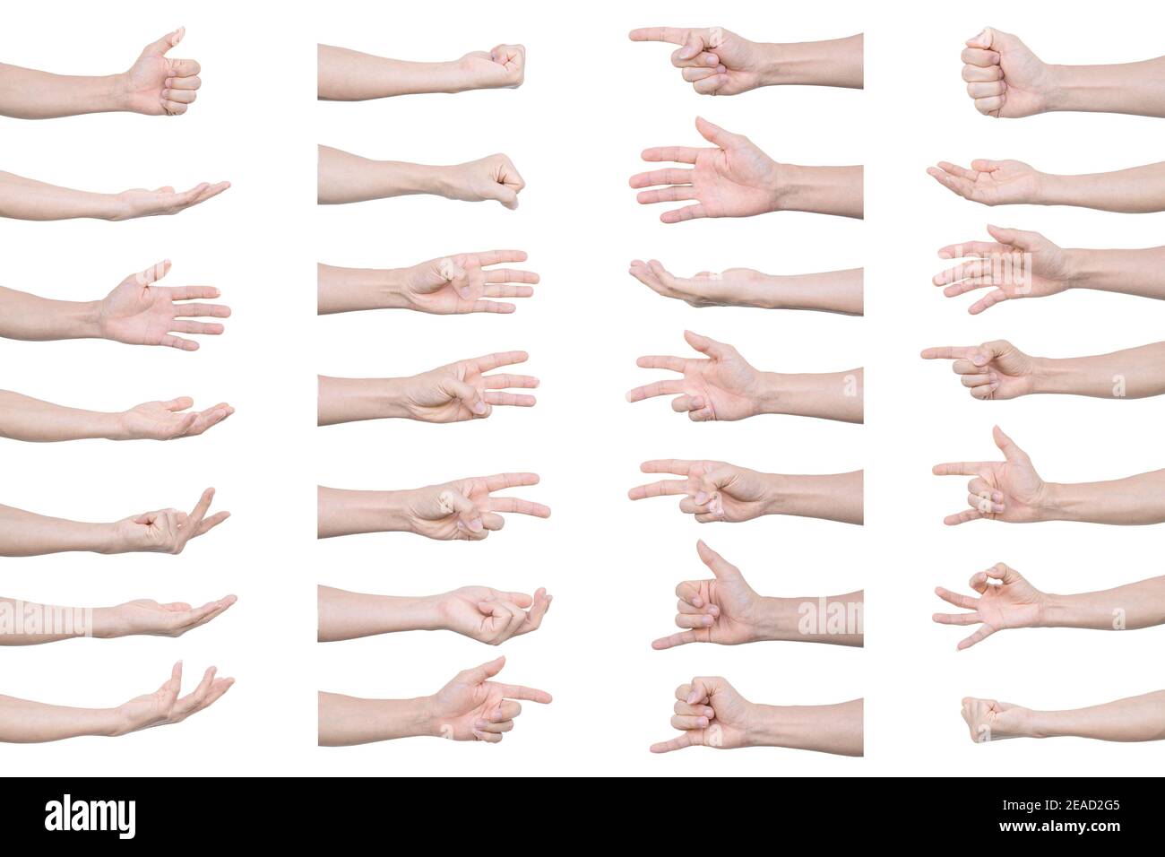 Collection of man hands gestures Isolated on white background with ...
