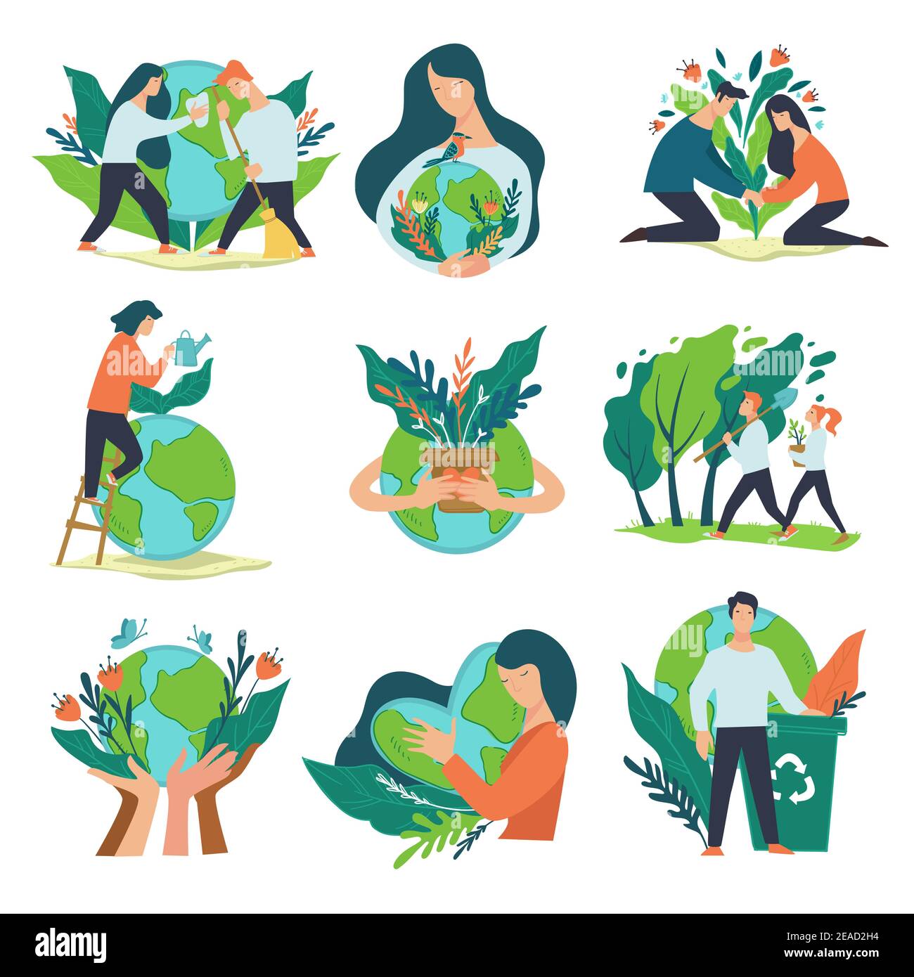 Recycling and caring for planet earth volunteering Stock Vector Image ...