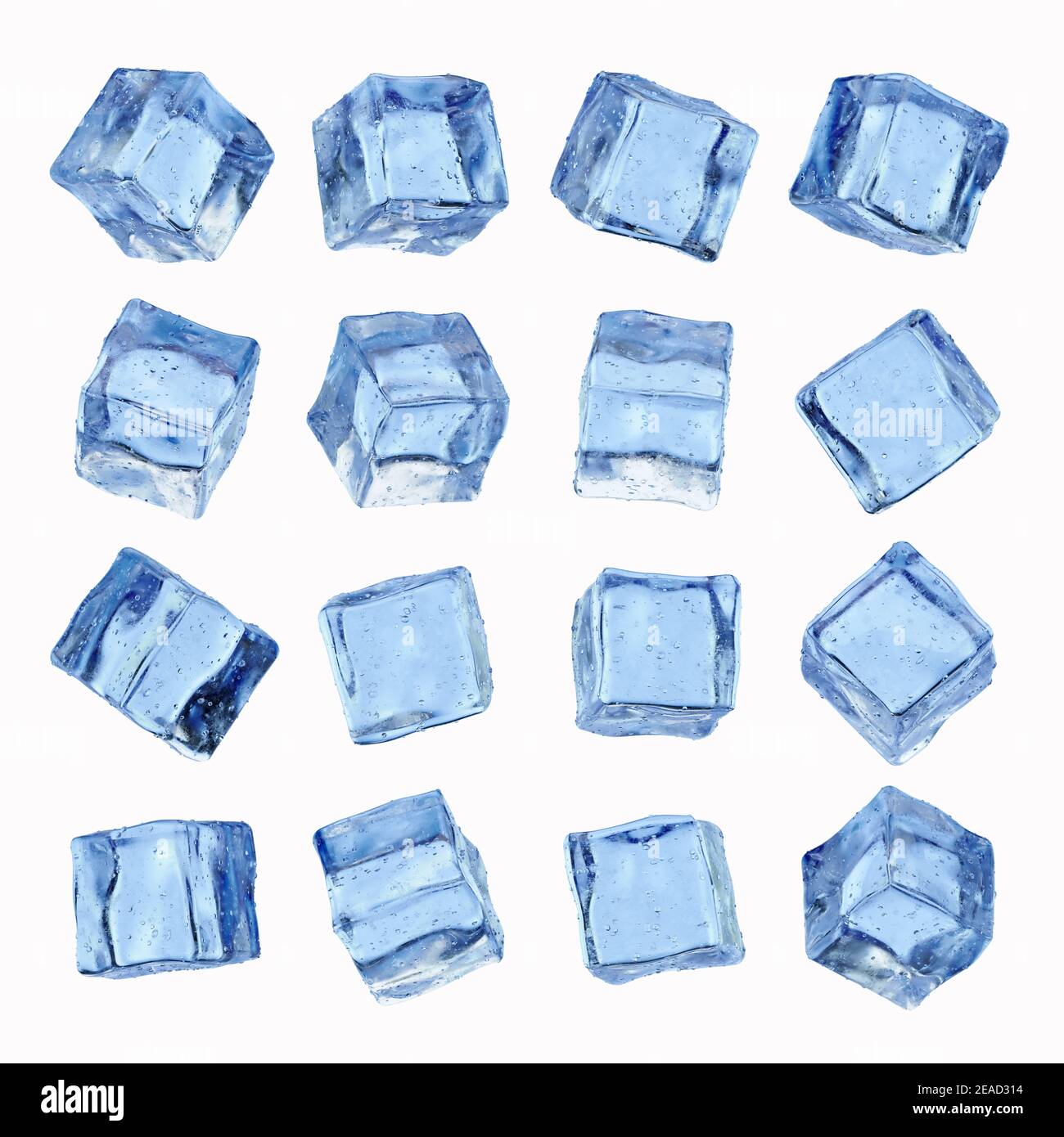 Ice cubes isolated on a white background. Set of ice cubes. 3d render ...