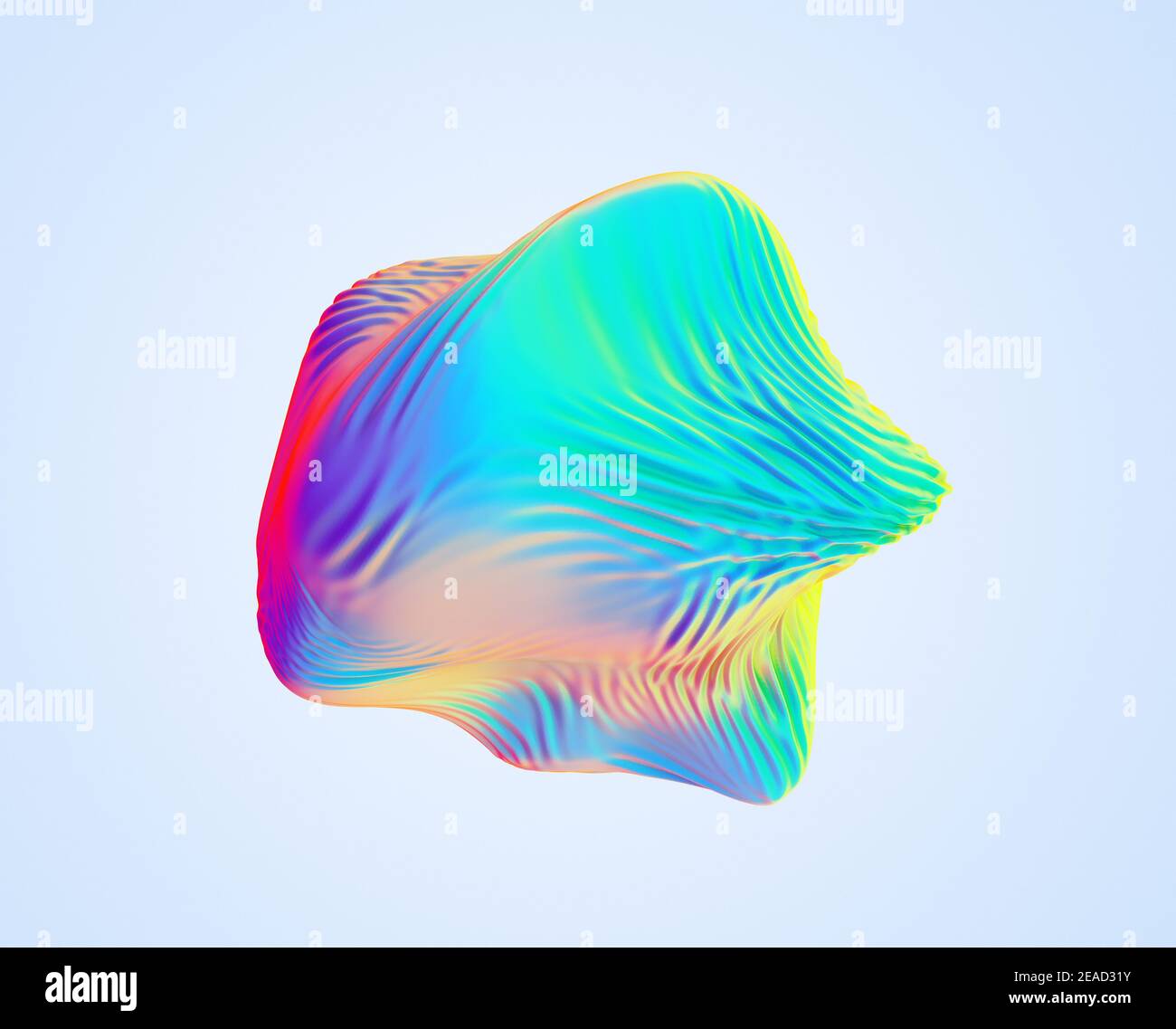 Iridescent abstract wavy sphere object. Colorful ultraviolet foil cloth ...