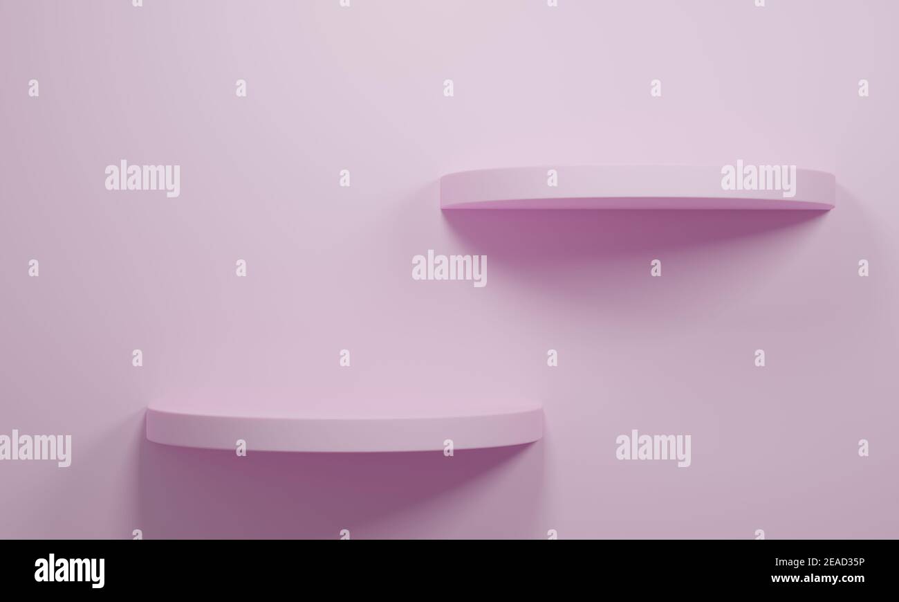 Pink round shelf. Empty Shelves, 3d rendering Stock Photo - Alamy