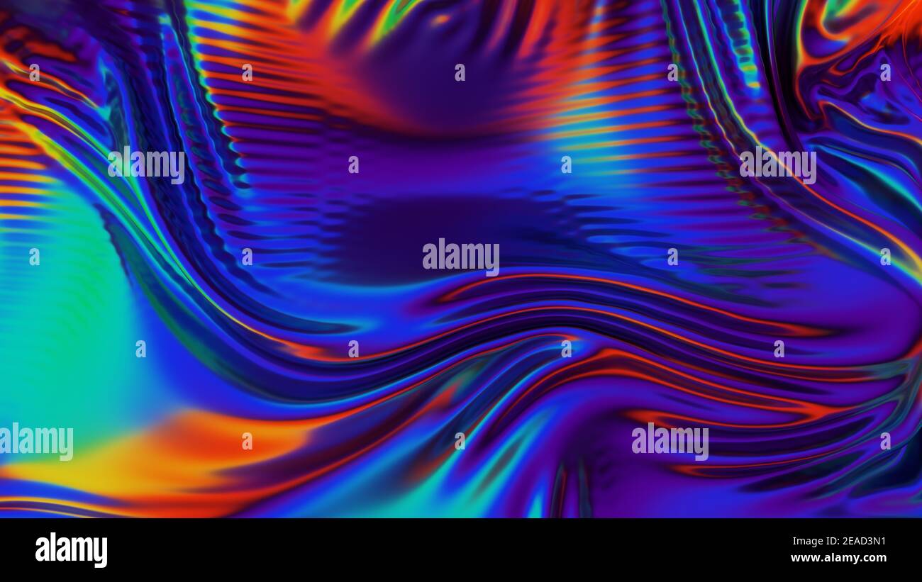 Iridescent chrome wavy cloth fabric abstract background, ultraviolet ...