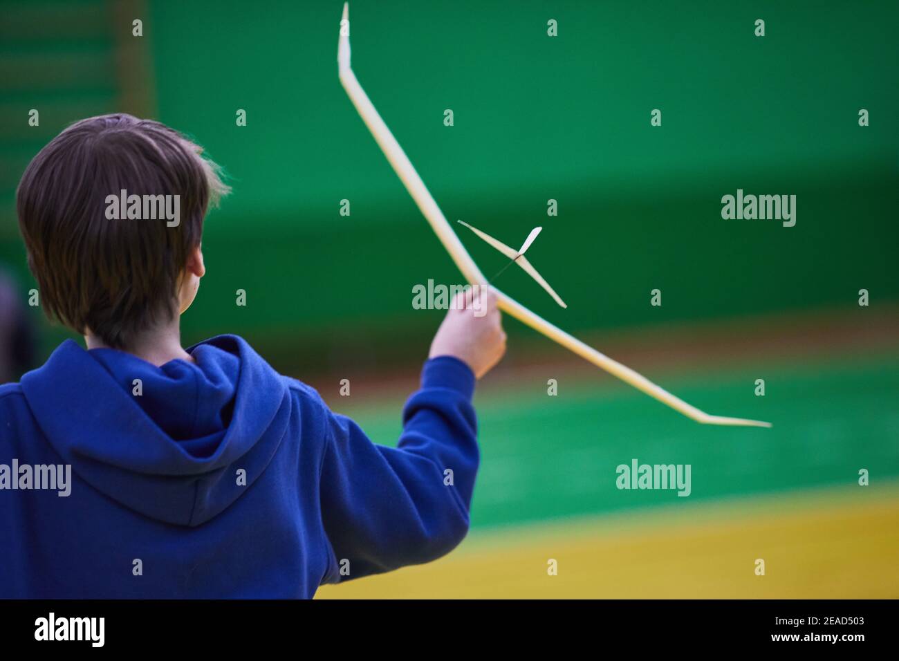 Boy launching airplane hi-res stock photography and images - Alamy