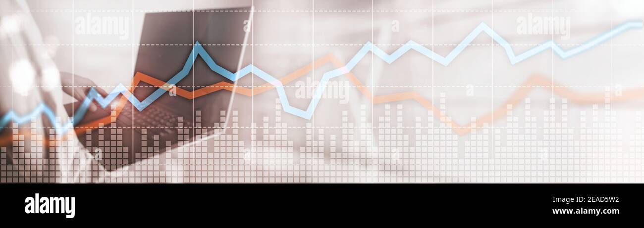 Red and blue growth chart. Concept of stock and exchange Stock Photo ...