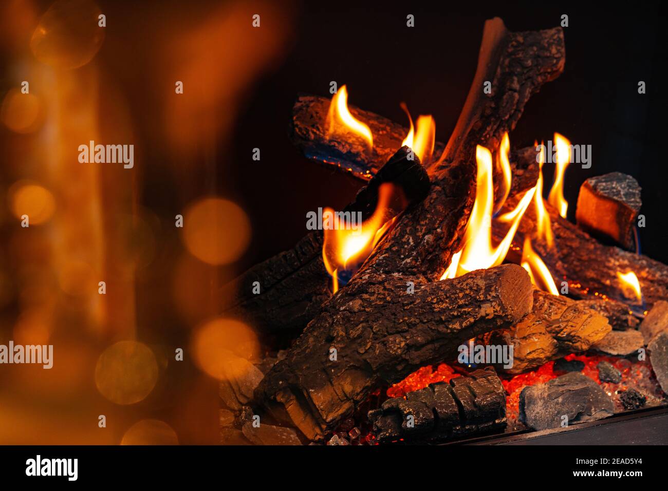 Logs igniting burning in fireplace hi-res stock photography and images ...