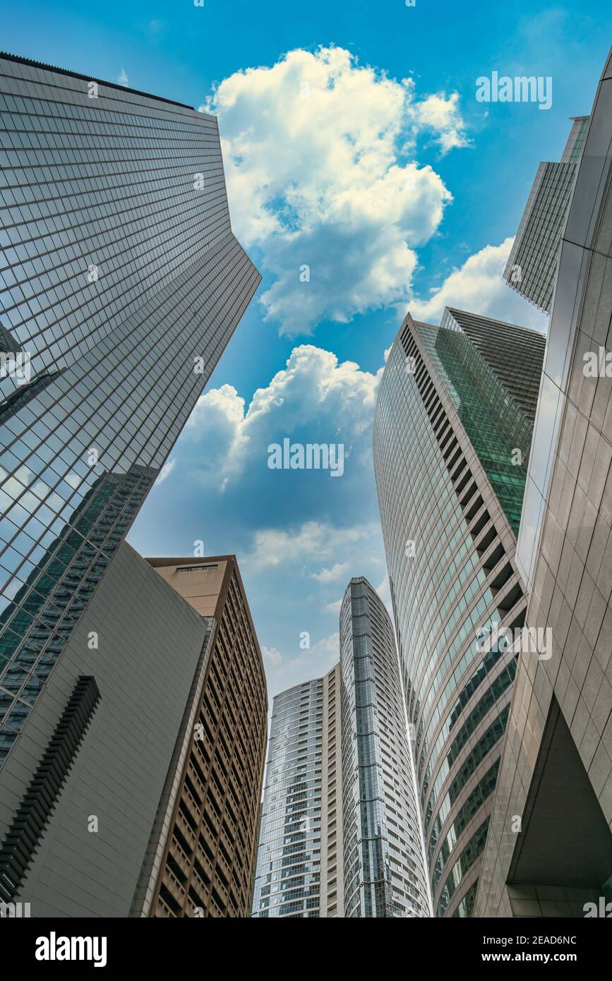 Vertical photo of financial skyscraper and office building. High ... Vertical photo of financial skyscraper and office building. High ...