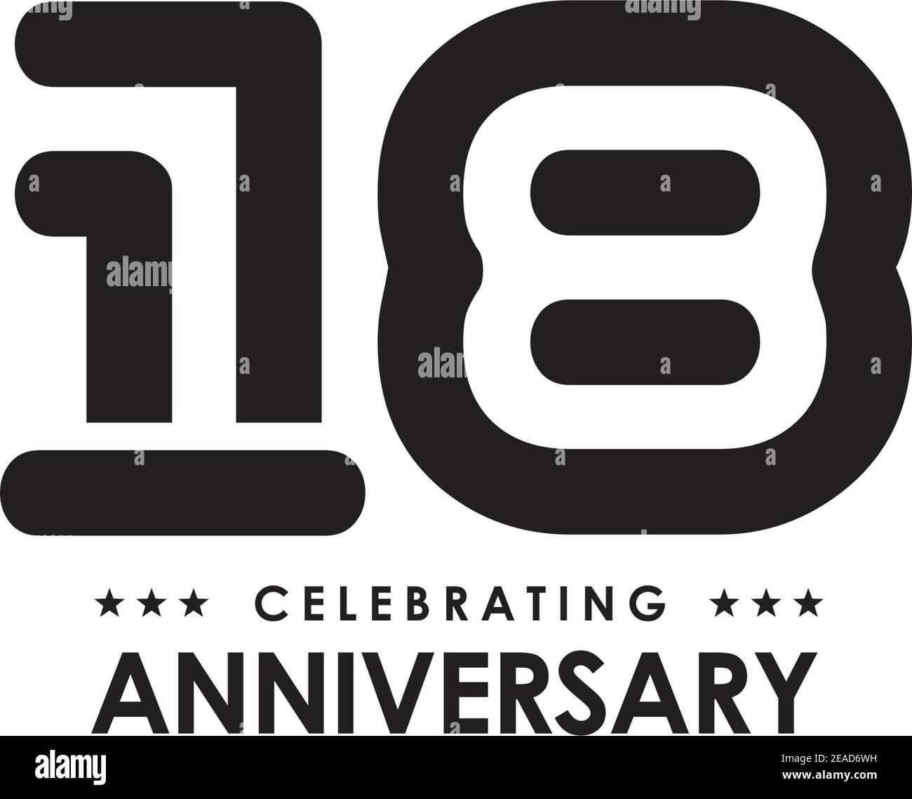 18th year anniversary logo design vector template Stock Vector Image ...