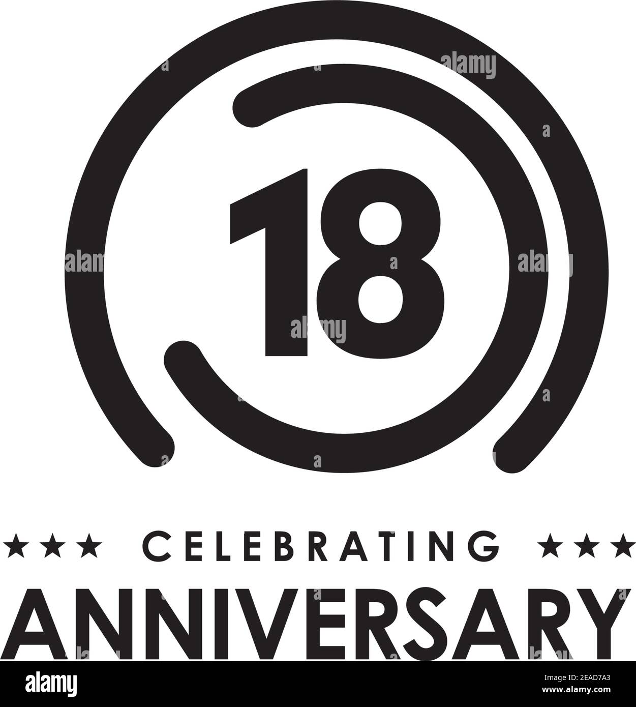 18th year anniversary logo design vector template Stock Vector Image ...