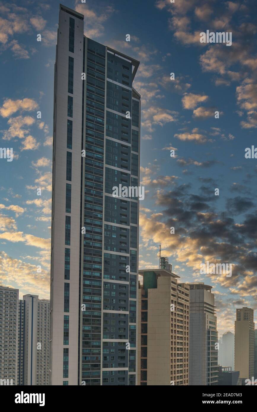 Beautiful sunset in Makati district in Manila, Philippines. High ...