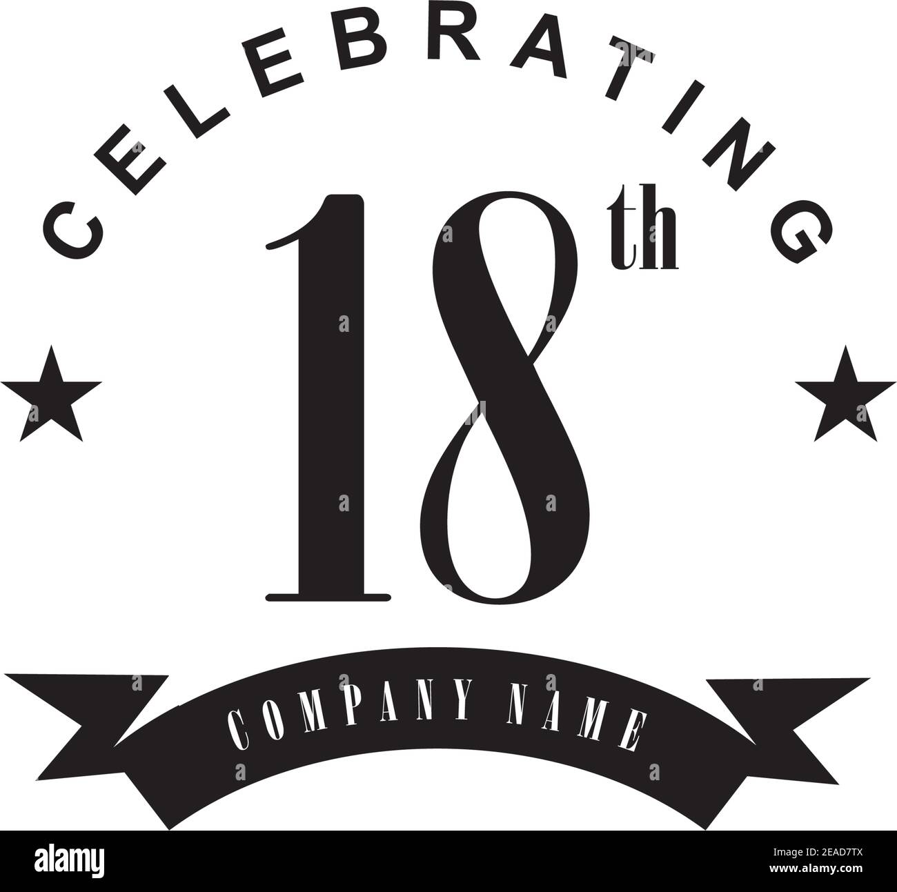 18th year anniversary logo design vector template Stock Vector Image ...